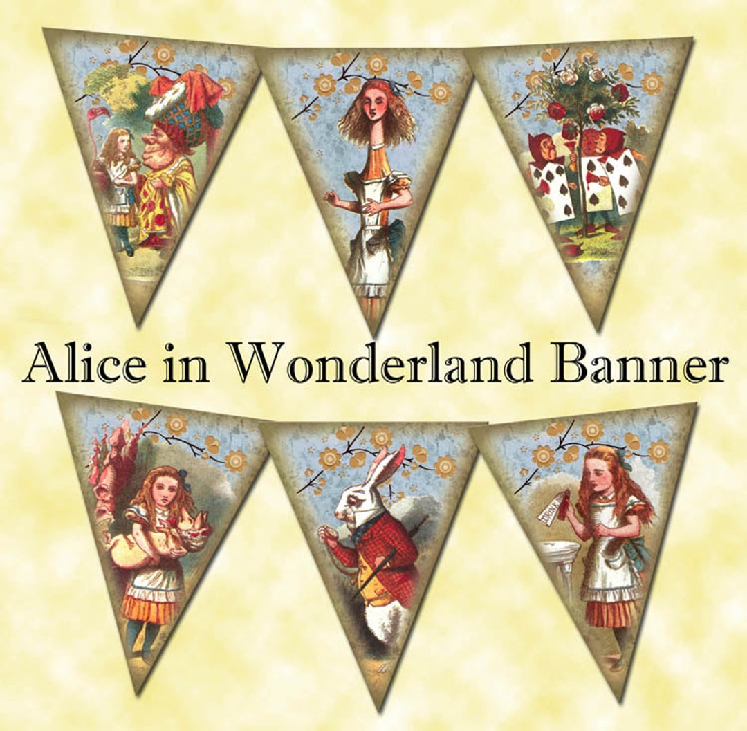 Alice in Wonderland Banner Flags Bunting - Instant Download - Printable ...