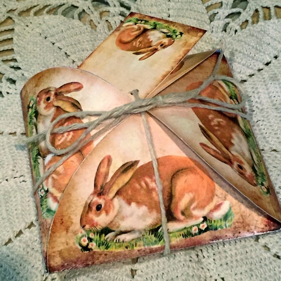 Bunny Rabbit Primitive -Gift/Favor Box TeMPLaTE withTagS -Create Your ...