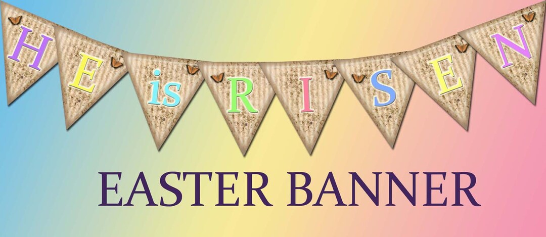 Easter Decoration He is Risen Flags/pennants Christian Banner/garland ...