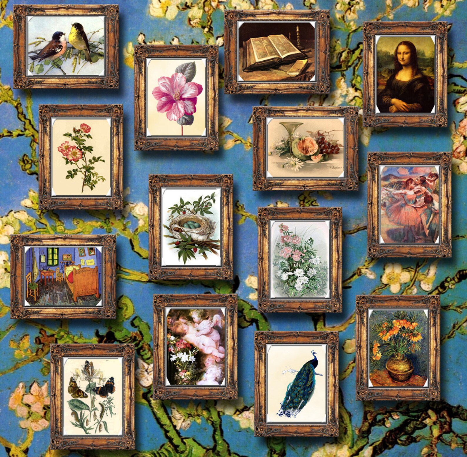 Miniature Framed Art Classic Works of Art -mini 1.6"x2" Tags, Craft ...