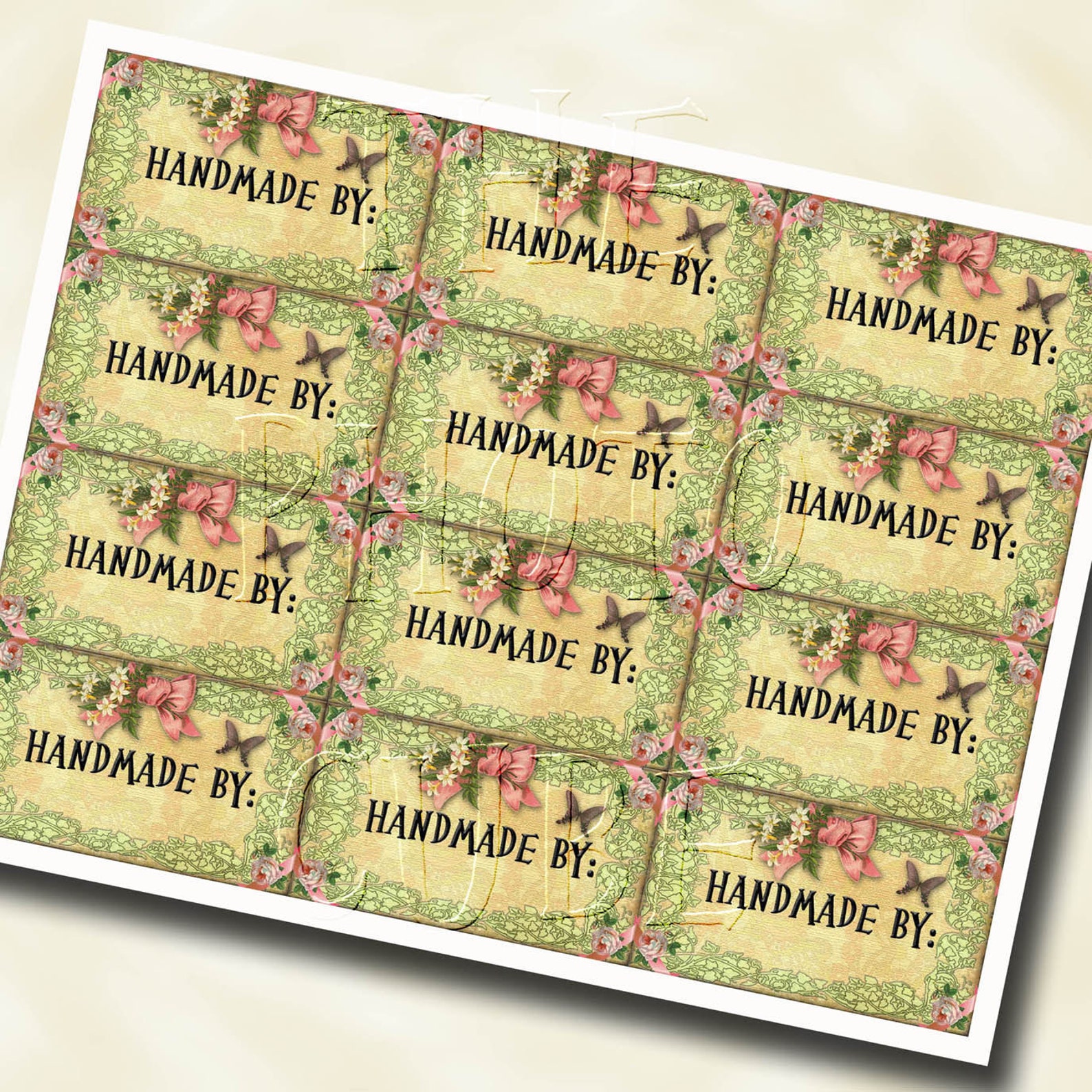 HANDMADE BY: Shabby Chic Product Labels Tags Cards instant - Etsy