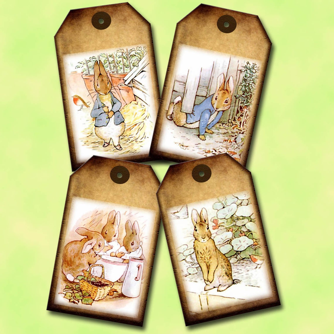 Peter Rabbit Charming Antiqued Vintage Art Hang/gift Tags - Etsy