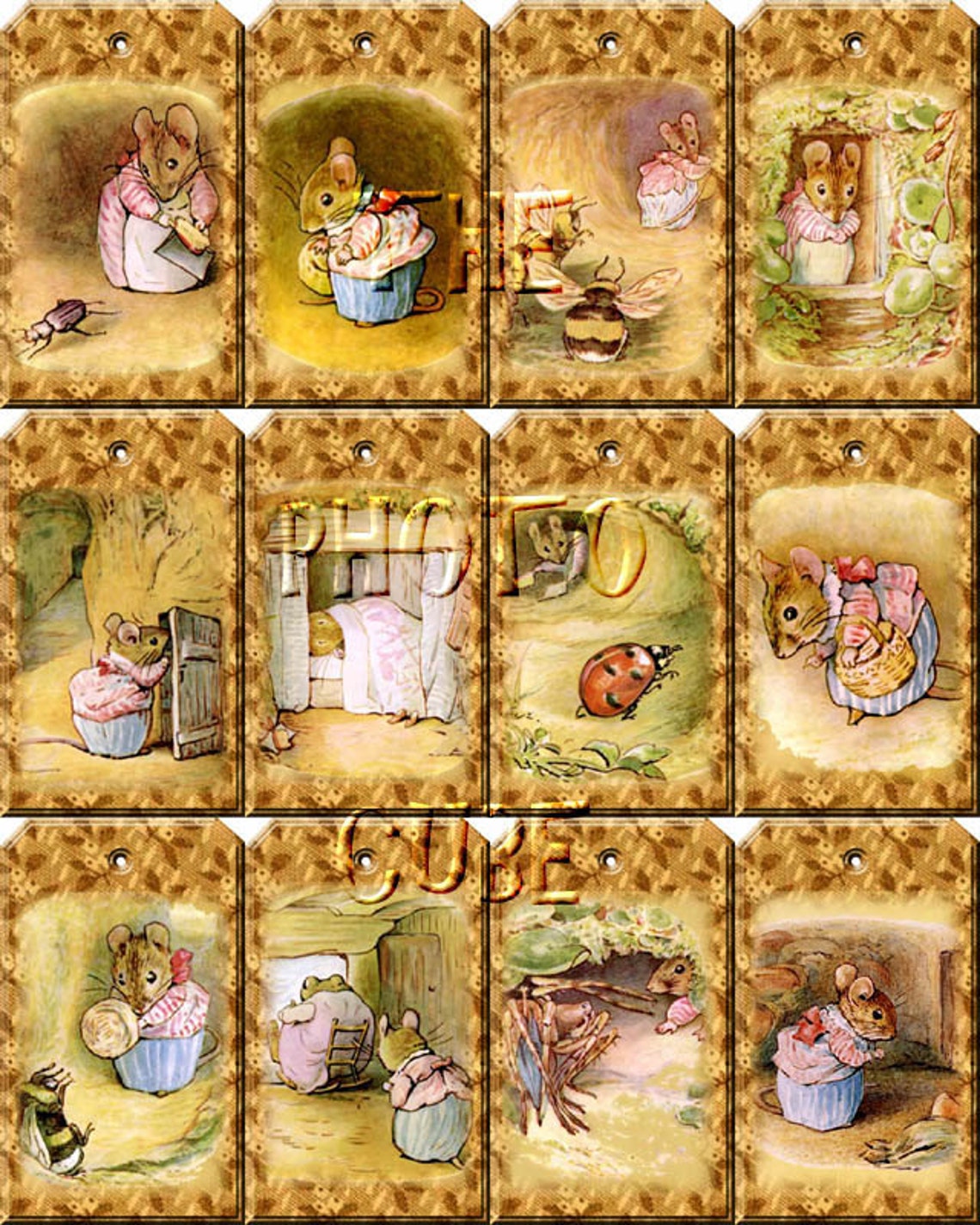 Miss Tittlemouse-delightful Story Time Art Hang/gift Tags/cards/labels ...
