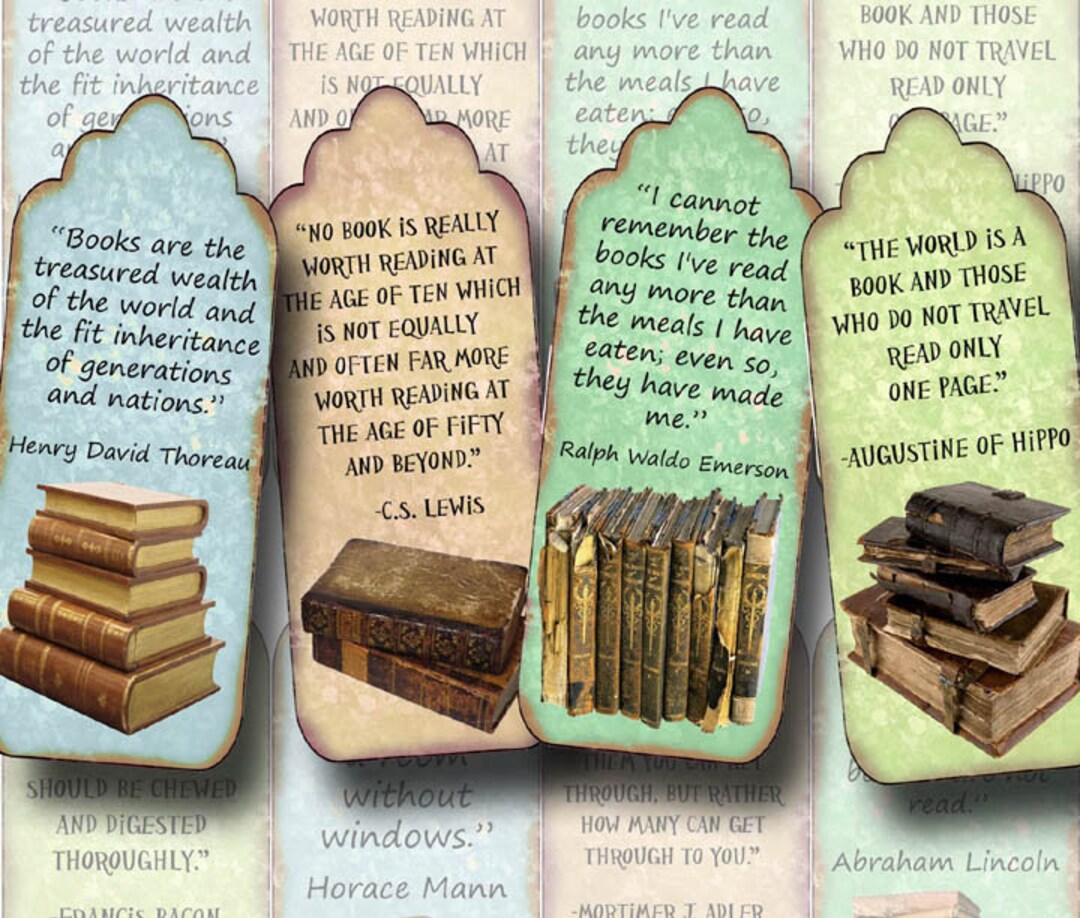 QUOTES - Vintage Art Bookmarks/tags-craft Supplies - Instant Download ...
