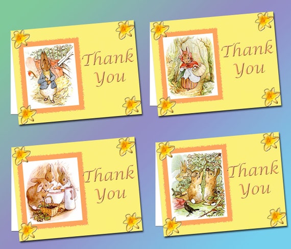 Peter Rabbit Thank You Note Cards AND Hang Tags - INSTaNT DOWNLoAD ...