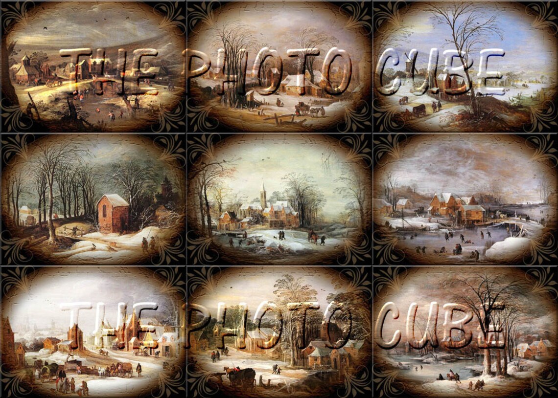 Winter Wonderland Scenes-9 Gorgeous Primitivevintage Art - Etsy