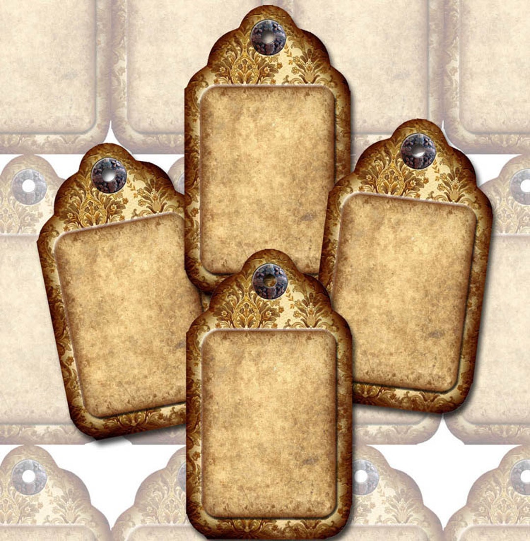 Antiqued Primitive Stained Hang/gift Tags/labels/cards -set of 12 ...