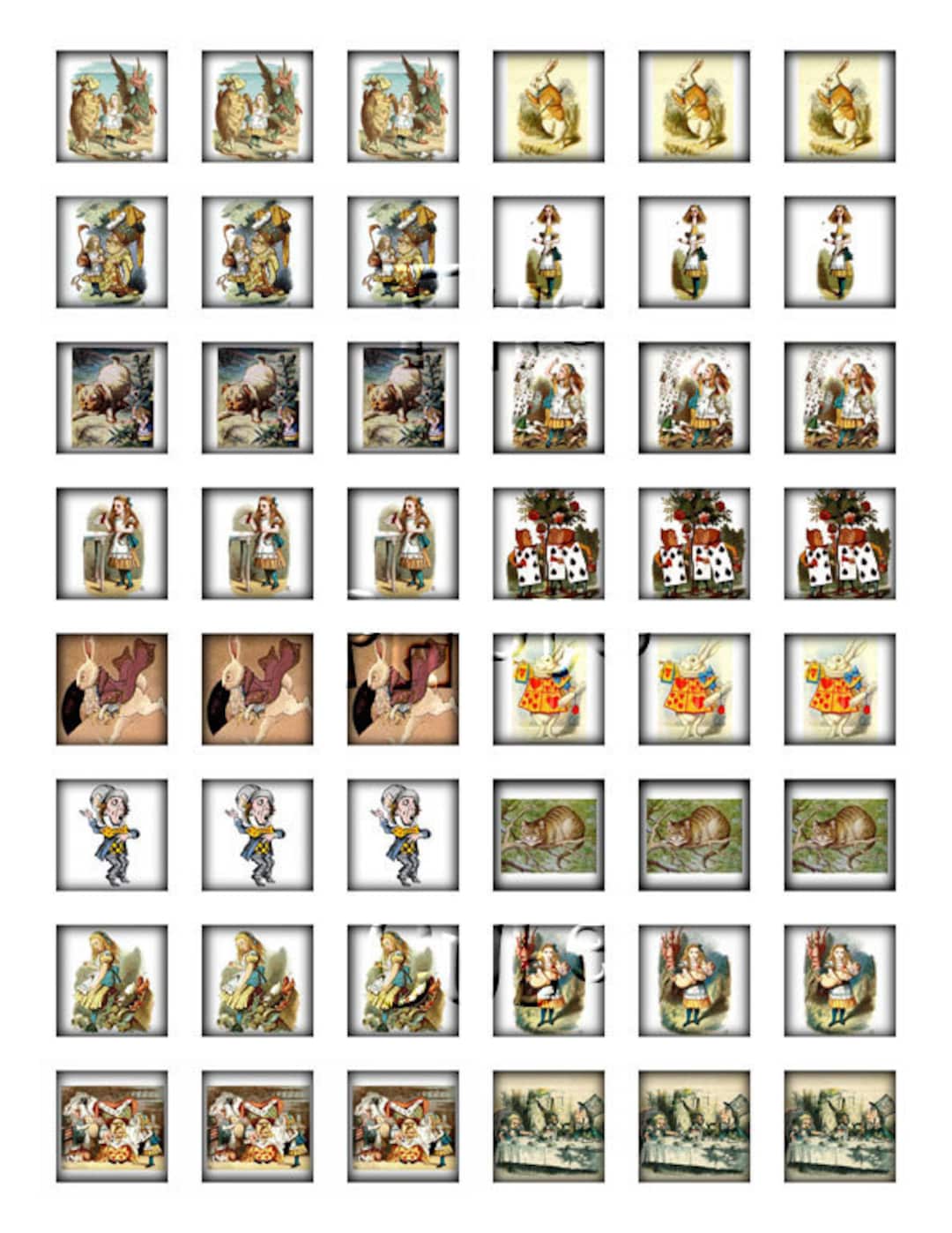 Alice in Wonderland 1 Inch Square Tiles-printable Collage Sheet JPG ...
