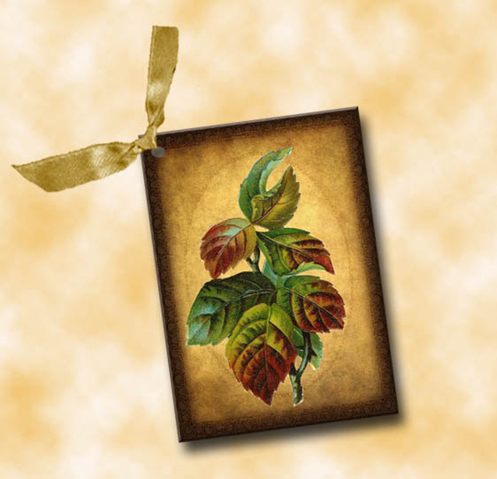 Rustic Leaves/foliage Vintage Art Tags/labels/cards-craft Supplies ...