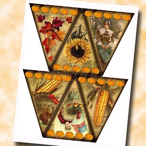 Fall / Autumn / Primitive Harvest Banner- Pennants / Flags / Bunting ...