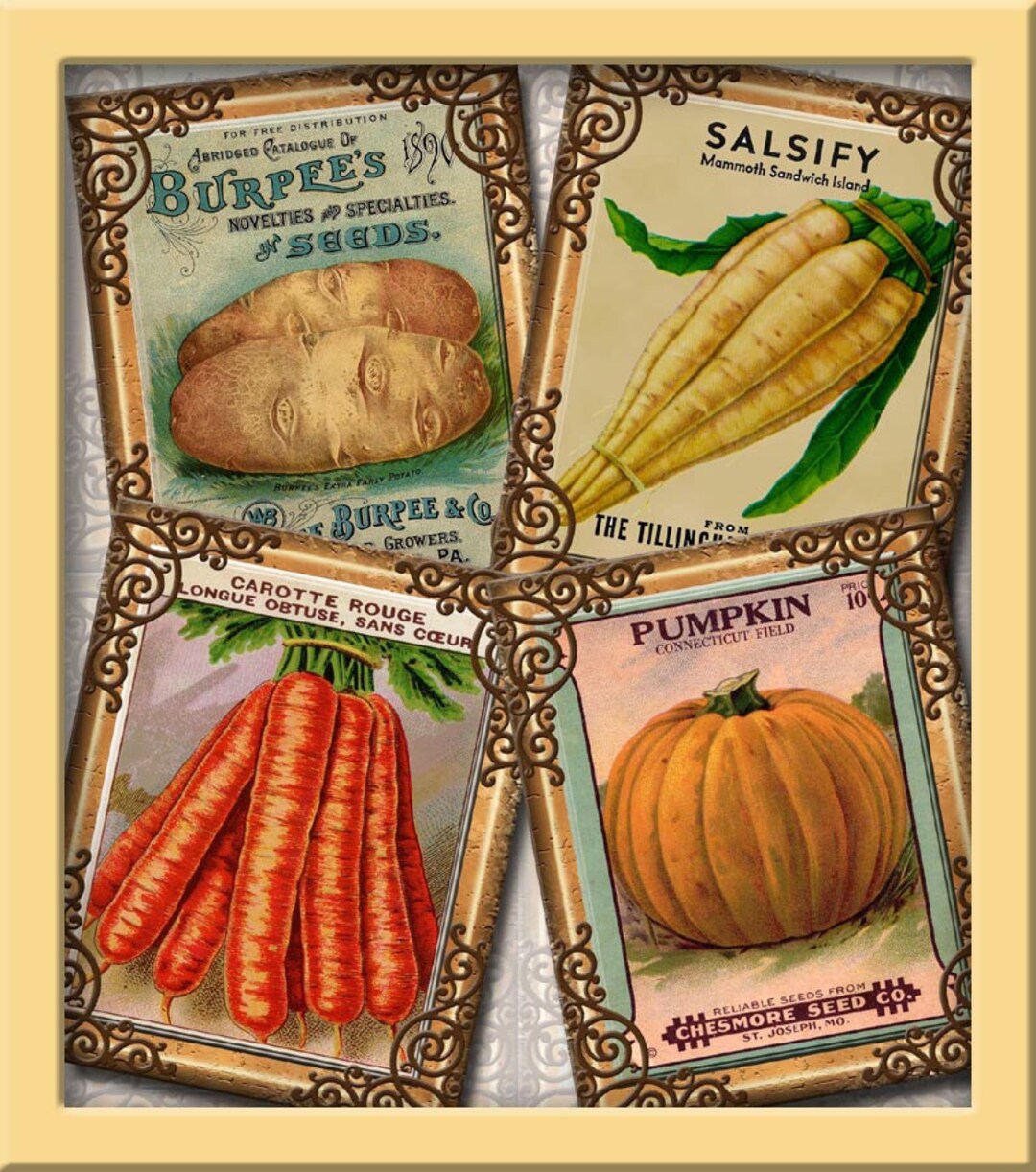Vegetable Seed Packets Vintage Art 4