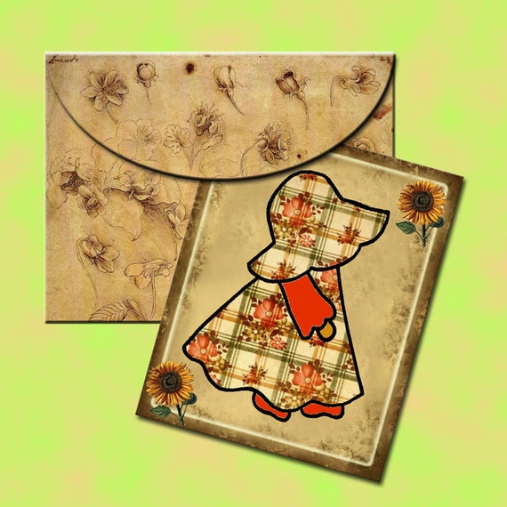 Sun Bonnet Sue -Primitive Country Chic Note Cards w/ Envelopes-4"x5 ...