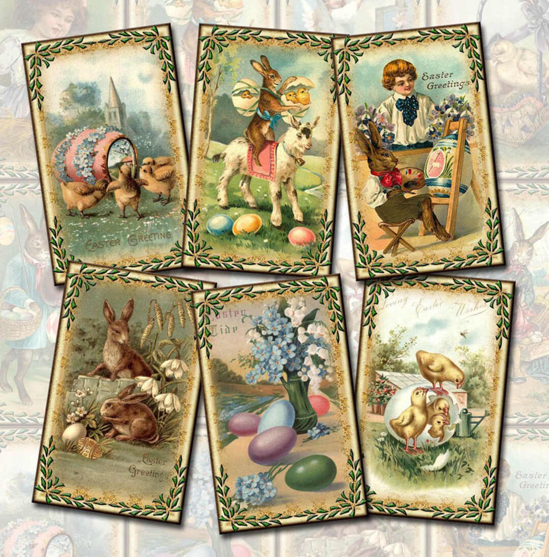 Easter-charming Primitive Spring Vintage Art Hang/gift Tags-instant ...