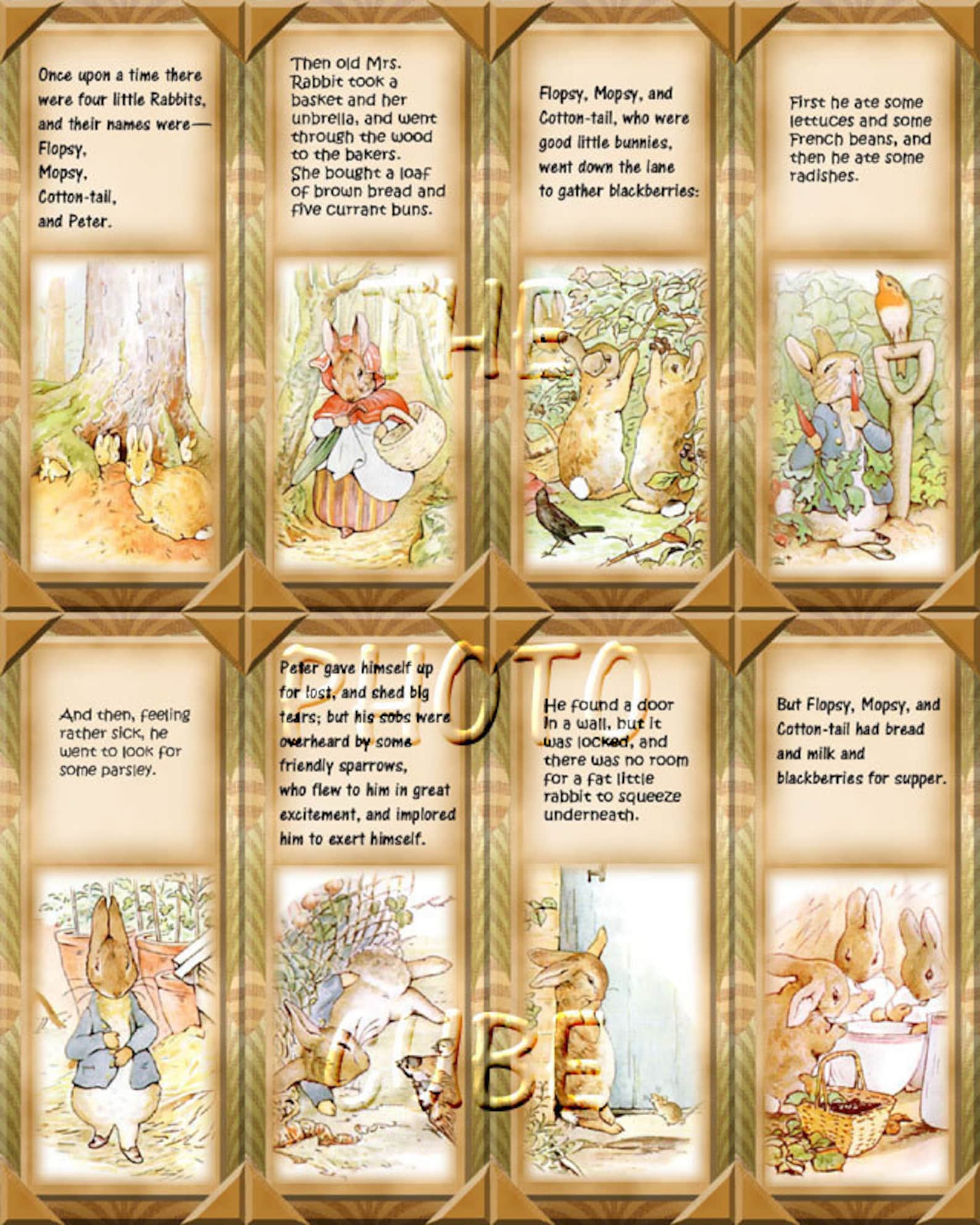 Peter Rabbit Vintage Art Bookmarks/ Tags- Instant Dowload - Printable ...