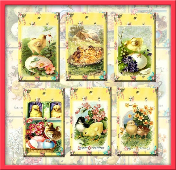 Cute Easter Chicks Vintage Art Hang/gift Tags Instant | Etsy