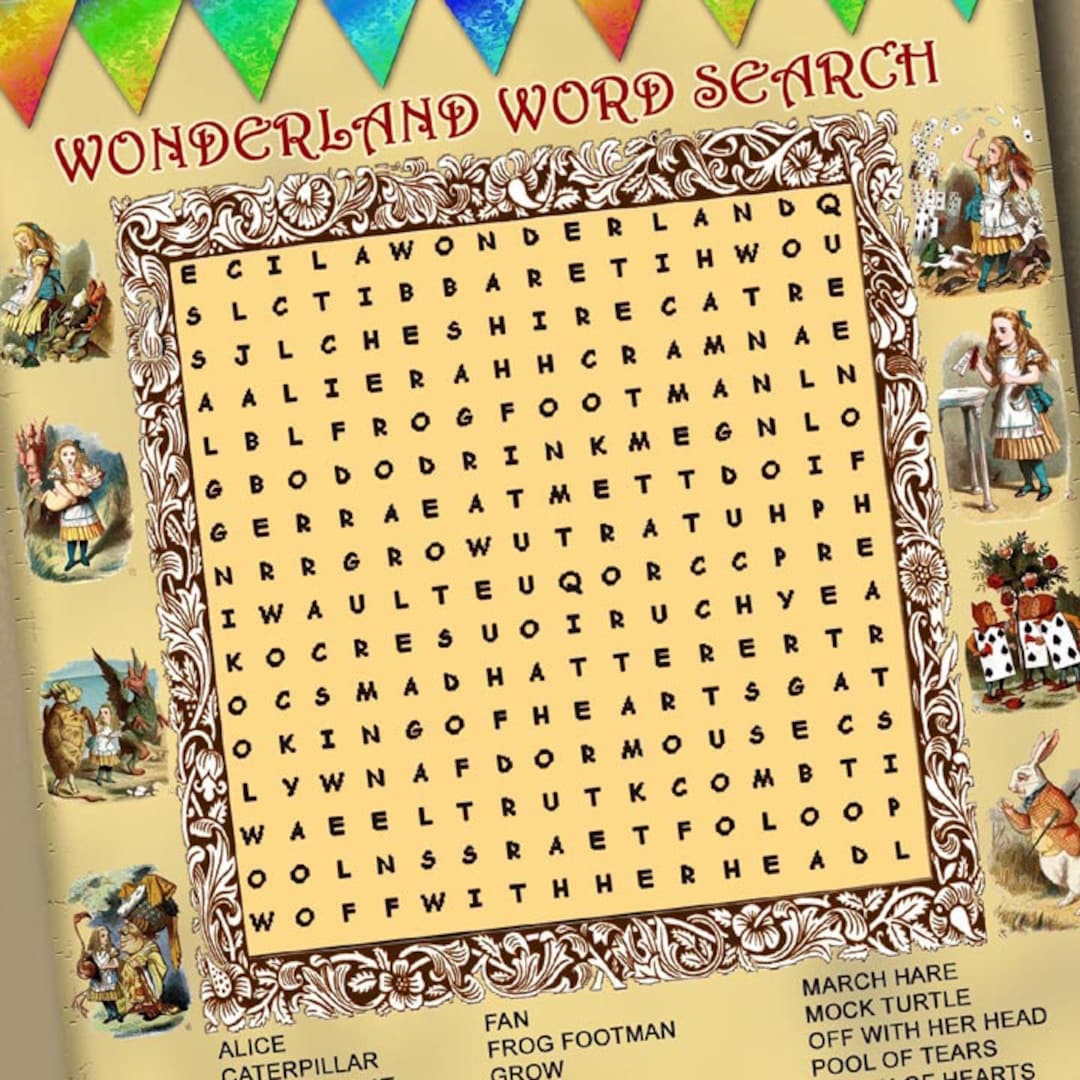 Alice in Wonderland Word Search -party Game- Instant Download ...