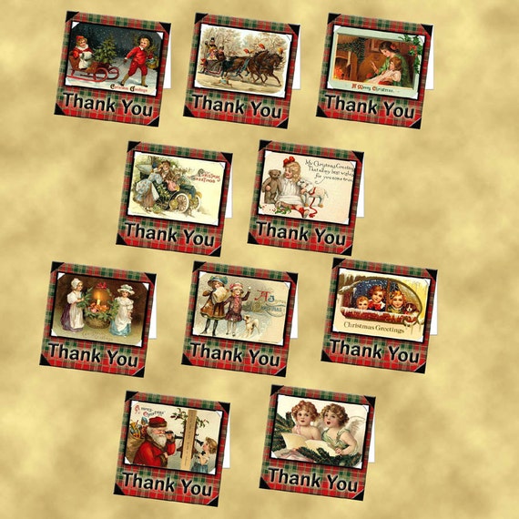 Christmas/Holiday Thank You Foldable 2x2 Note Cards-Printable Collage ...