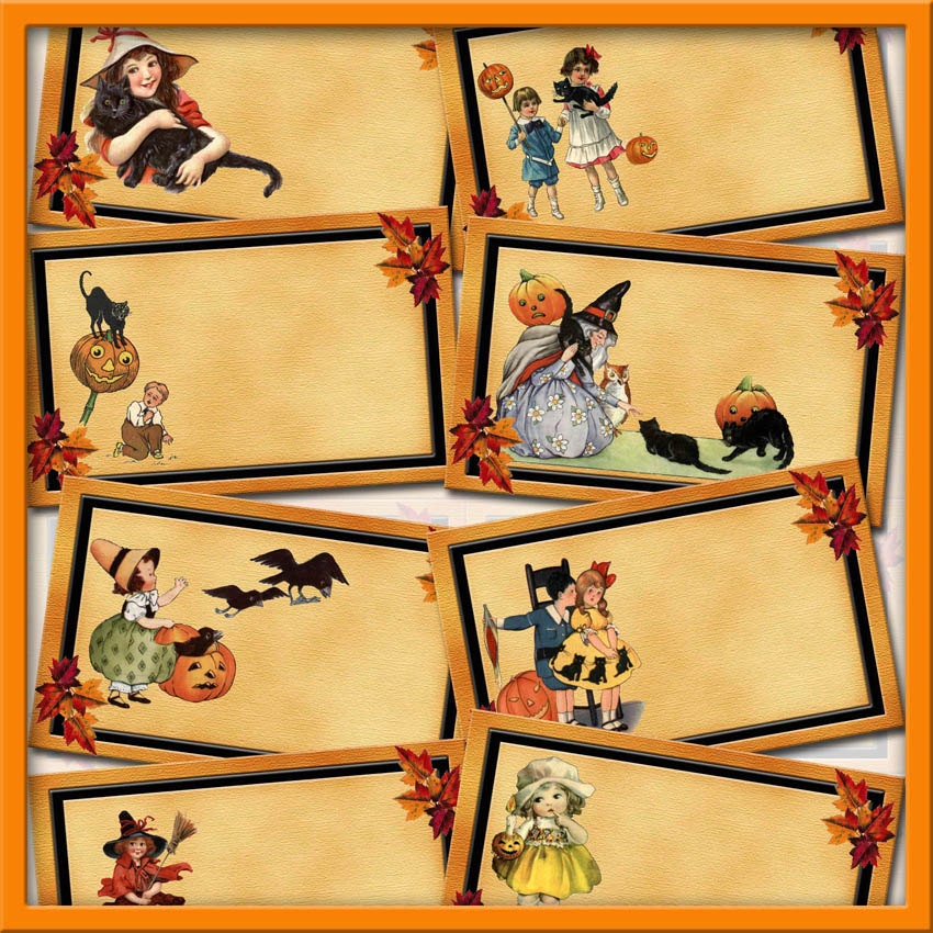 Primitive Halloween Vintage Art Place/name Cards-labels- Printable ...