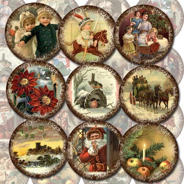 Digital 2 Inch Round Christmas Images - Etsy