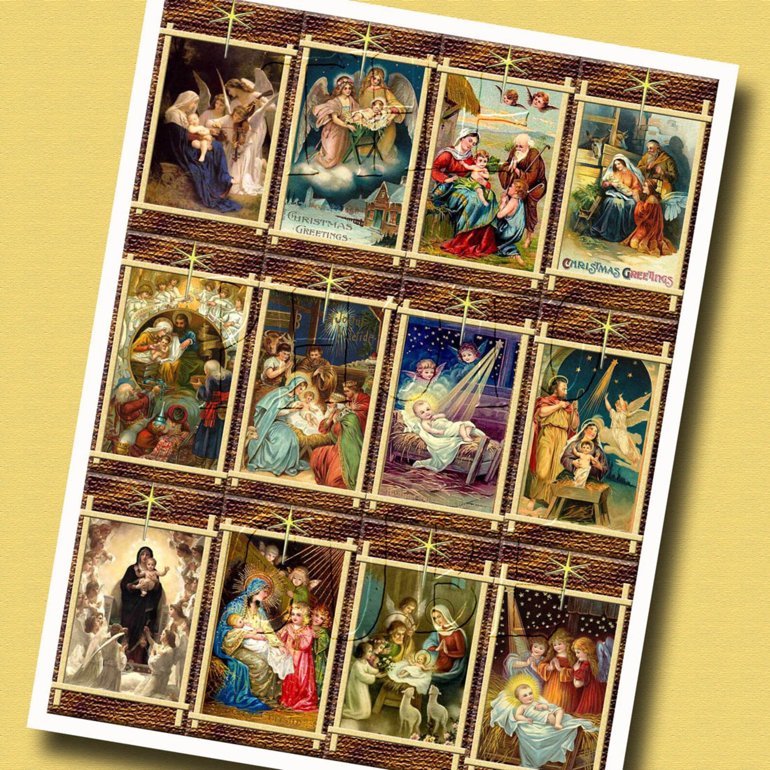 Christmas Nativity- Primitive Rustic Vintage Art Tags/cards/craft ...