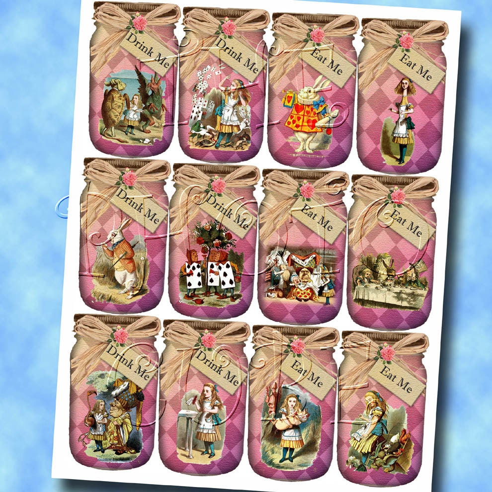 Alice in Wonderland-charming Whimsical Mason Jar eat Me / - Etsy