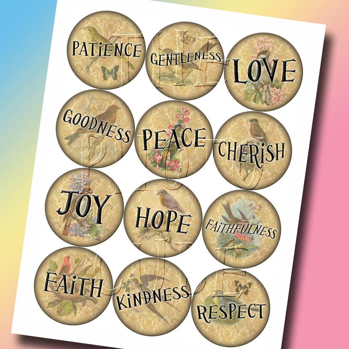 FaiTH HoPE LoVE JoY PeACE 2.5 Circles Fruit of the | Etsy