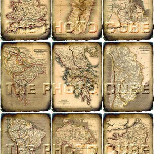 Maps- Primitive Antiqued Vintage Art Hang/gift Tags/cards/labels ...