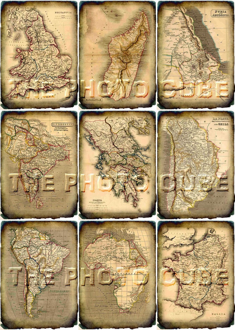 Maps Primitive Antiqued Vintage Art Hang/gift - Etsy
