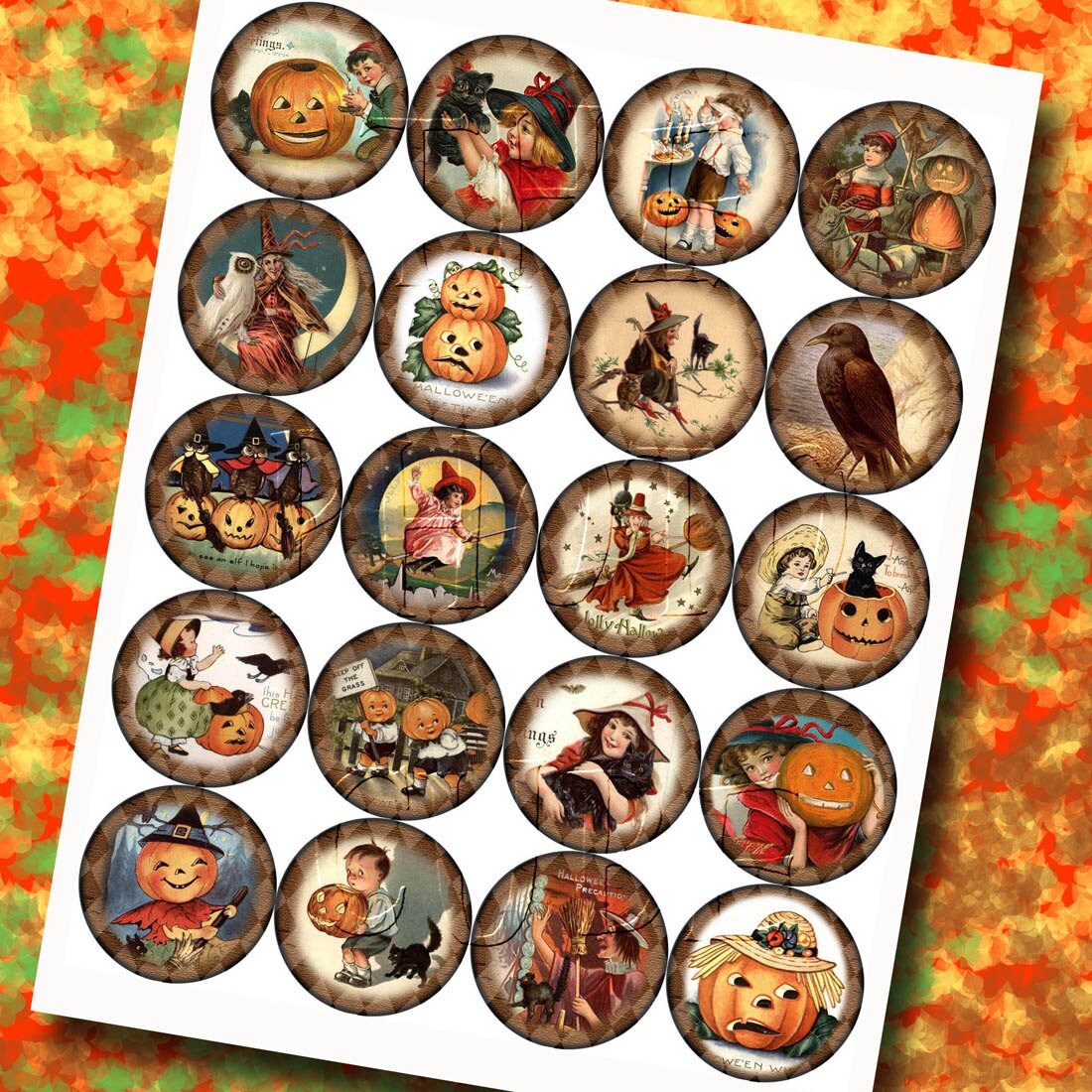 20 Primitive Halloween 2" Altered Art Vintage Images Circles - Instant ...