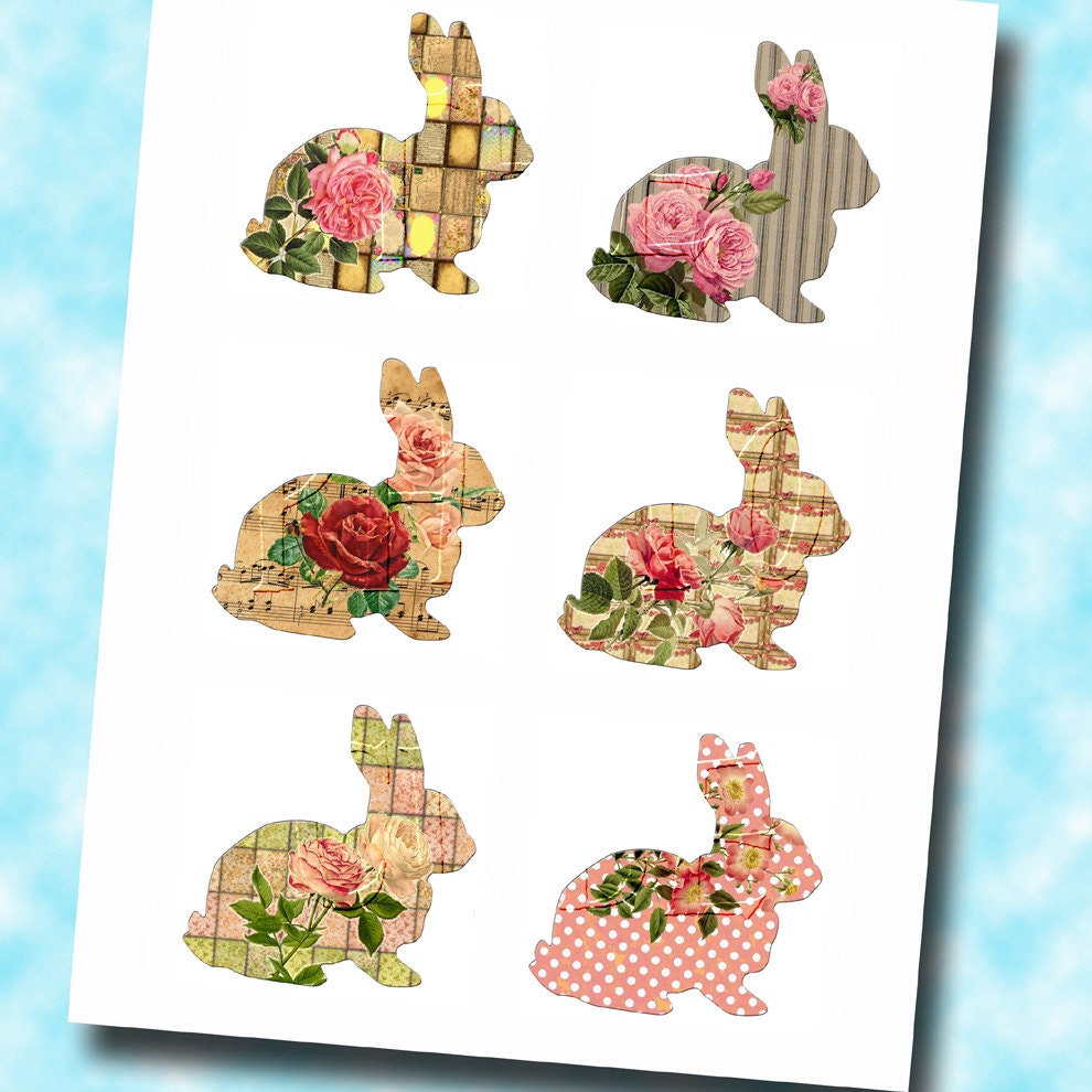 Bunny Rabbit Silhouettes-set of 6 Charming Vintage Layered - Etsy