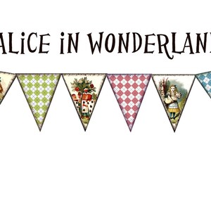 Alice in Wonderland Banner Pennants Flags- Instant Download -printable ...