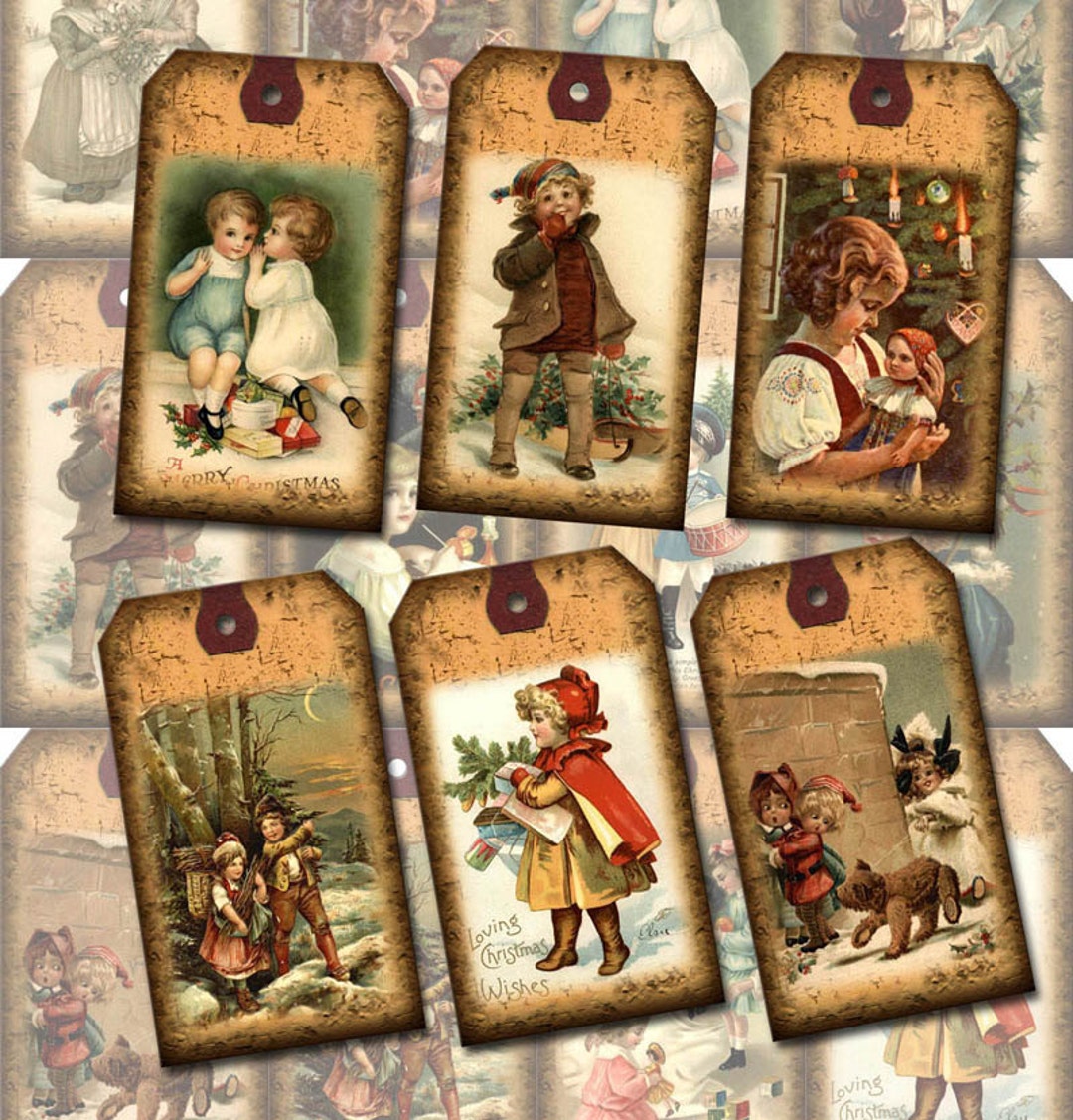Christmas -vintage Primitive Hang/gift Tags/labels -instant Download ...