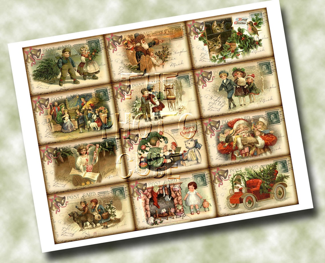 Christmas Holiday Postcard Vintage Hang/gift Tags santa - Etsy