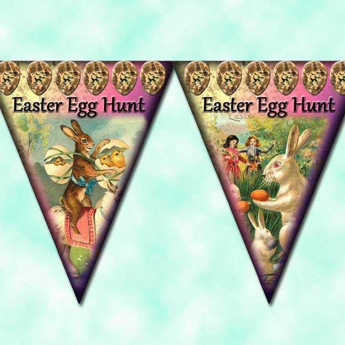 Easter Vintage Art Flags/pennants Instant Download Printable - Etsy