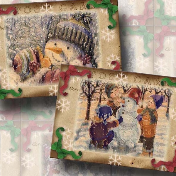 Snowman Postcard - Etsy