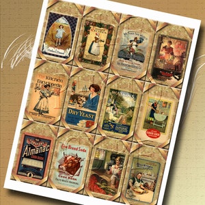 Vintage Cookbook Cover Art Tags/cards/labels/paper Crafts- Instant ...