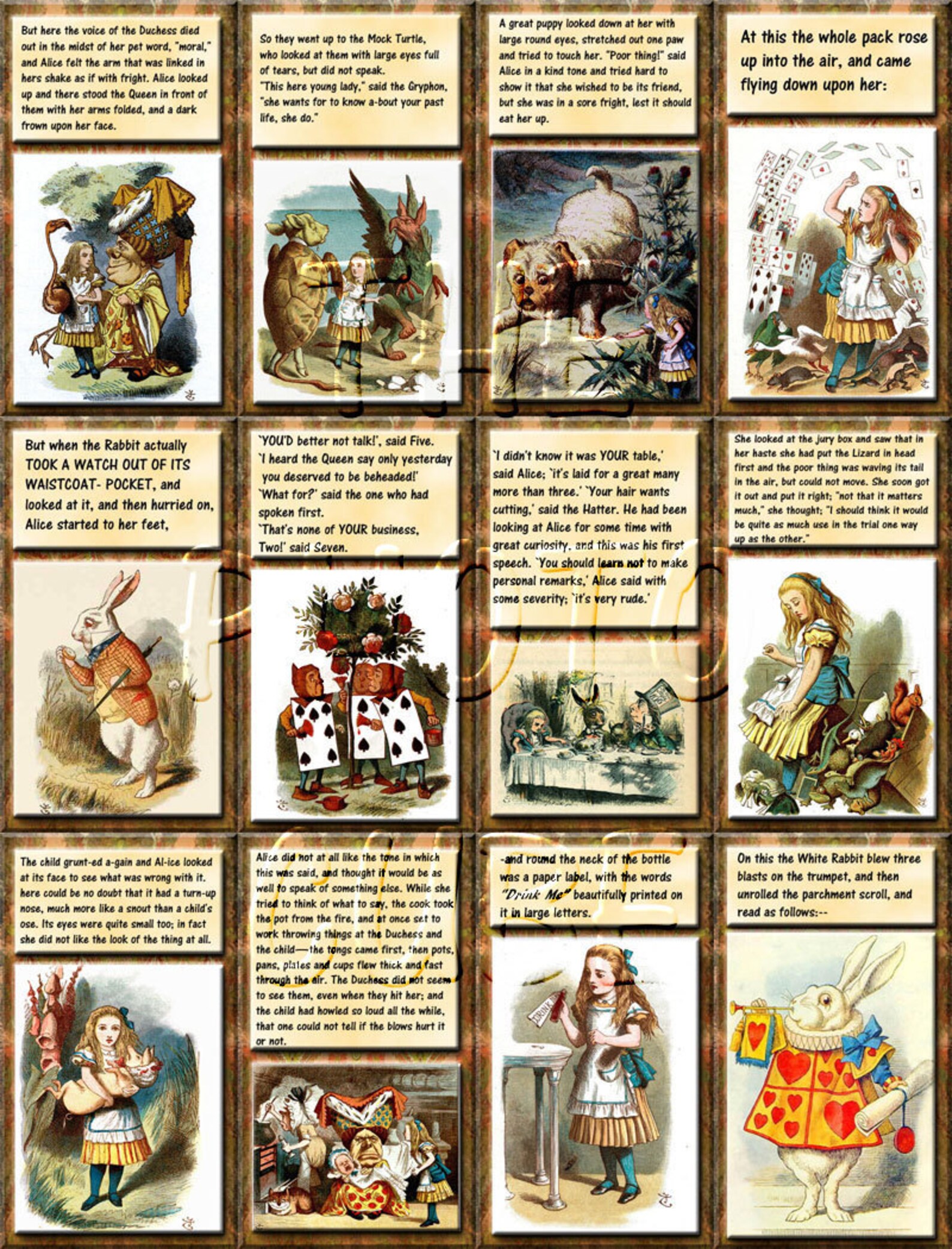 Alice in Wonderland With Text Vintage Illustration | Etsy