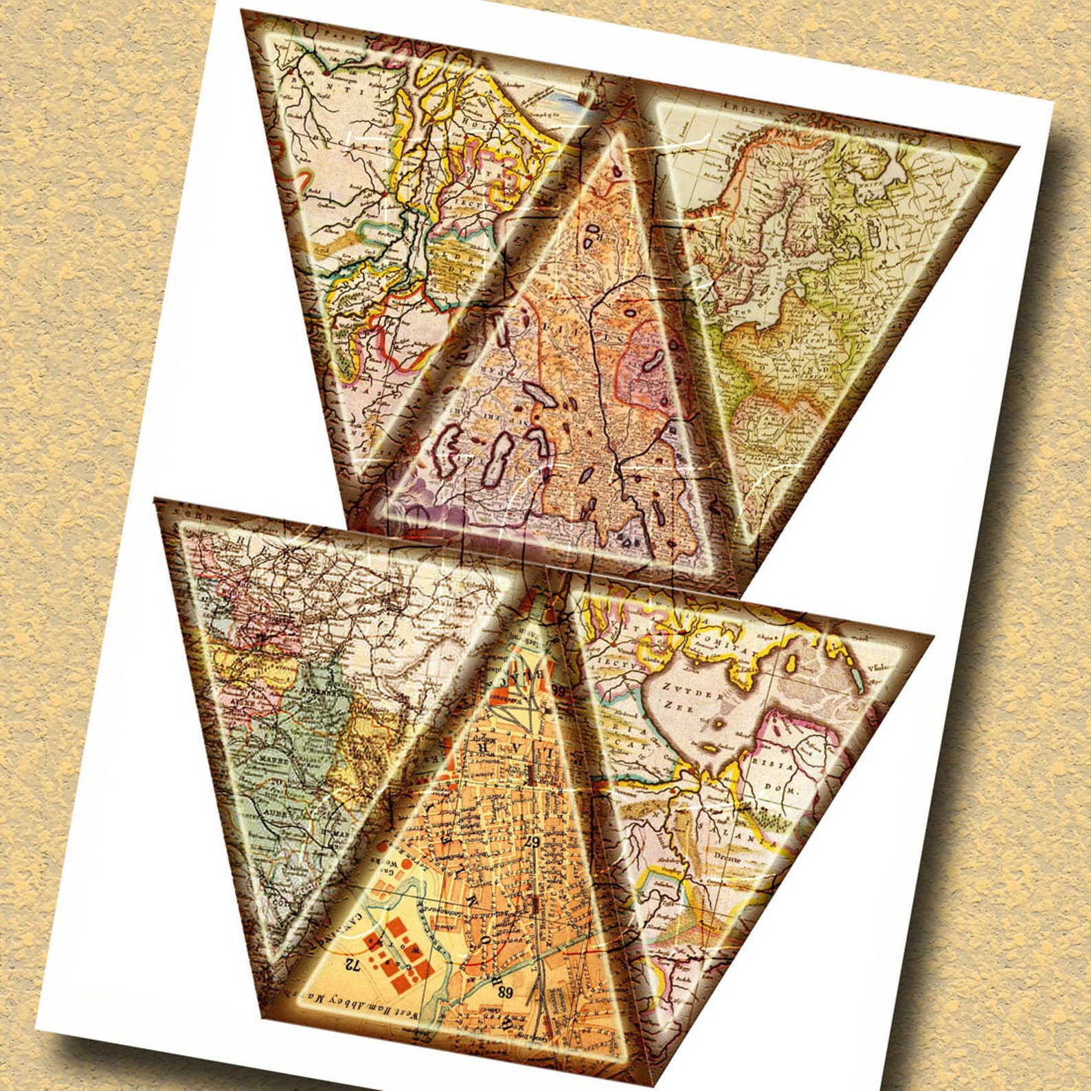 Vintage Antiqued Maps Banner pennants Flags Bunting - Etsy
