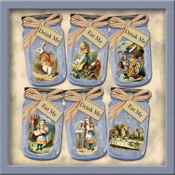 Alice In Wonderland- Mason Jar -Eat Me / Drink Me Tags- Whimsical ...