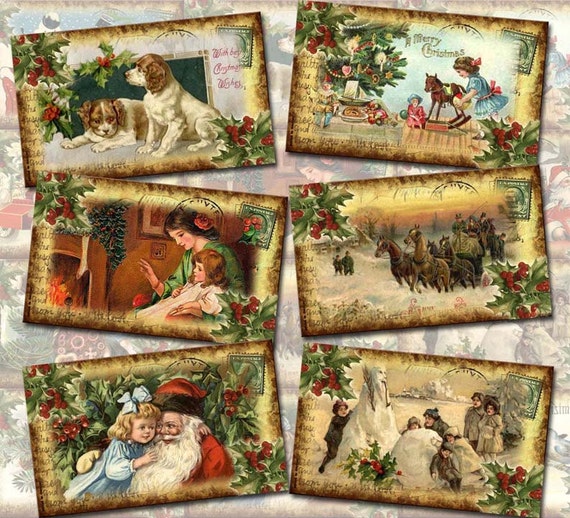 CHRiSTMaS Nostalgia- Vintage Postcard Hang/Gift Tags/Cards -INSTaNT ...