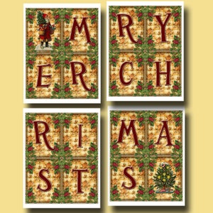 Merry Christmas Banner Pennants 4x5 primitive Style-create Your Own ...