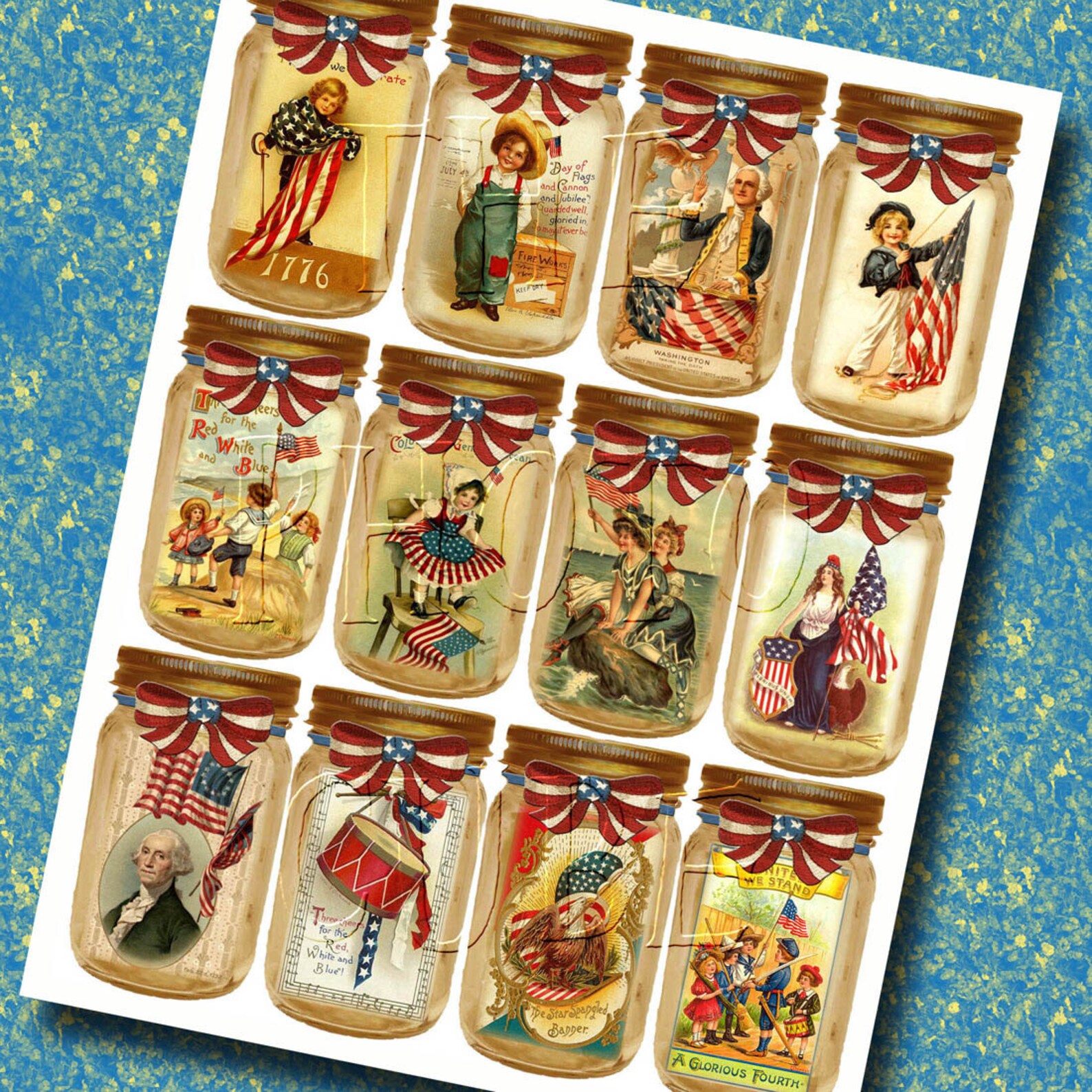 Set of 36 Primitive Patriotic Americana Vintage Art Hang/gift | Etsy