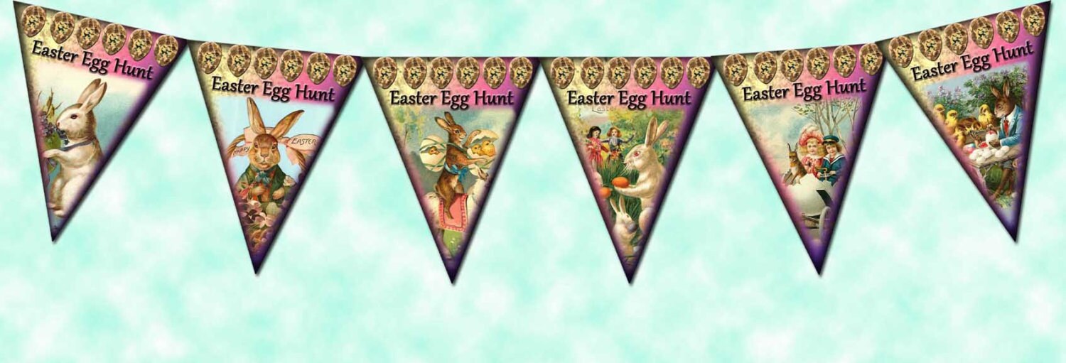 Easter Vintage Art Flags/pennants Instant Download Printable - Etsy