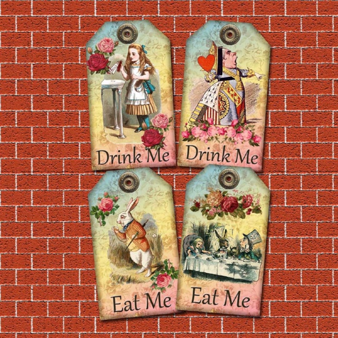 Drink Me, Eat Me - Alice in Wonderland Tags- Instant Download ...