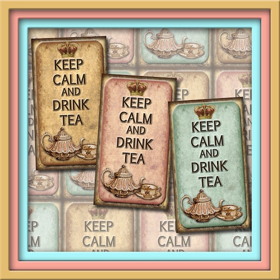 Keep Calm and Drink Tea -CHaRMiNG Tags/Cards/Labels - Instant Download ...
