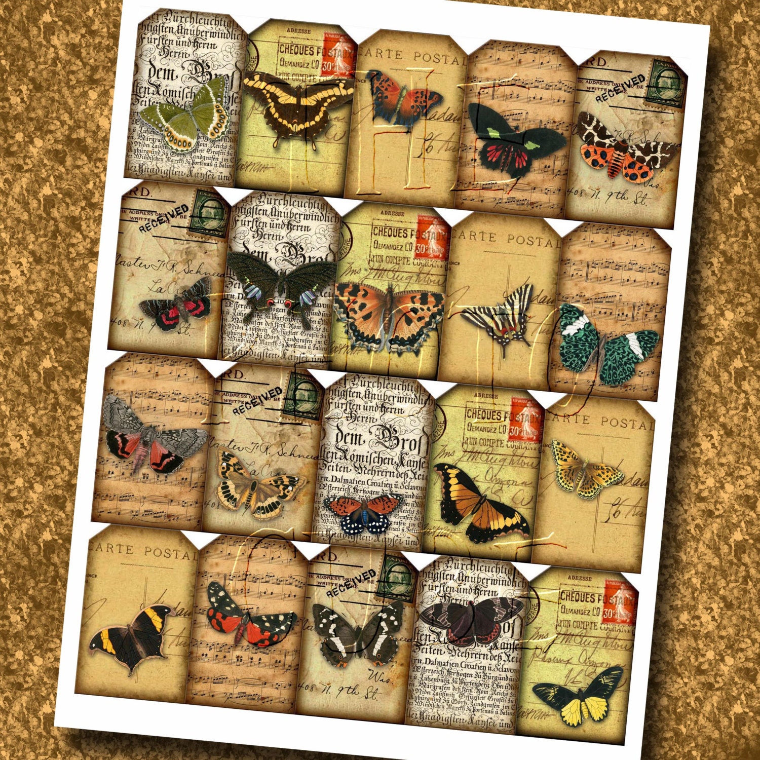 Fluttery BUTTERFLIES set of 20 Shabby Chic Mini Hang/ Gift | Etsy