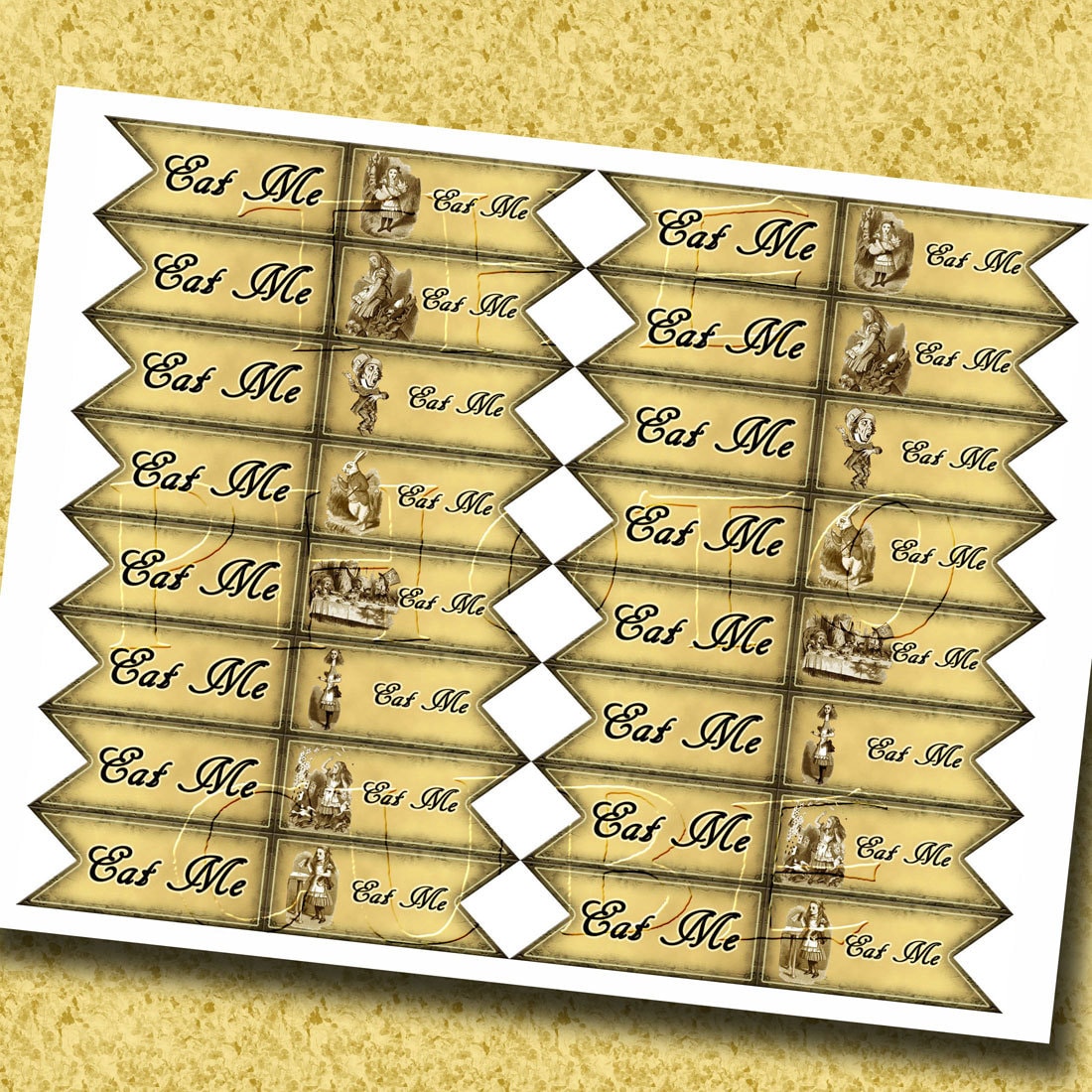 Eat Me cupcake Tags/labels/flags Primitive Alice in - Etsy