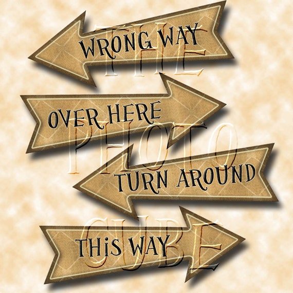 Party Supplies That Way Wrong Way Arrow Direction Mini Signs Alice in ...