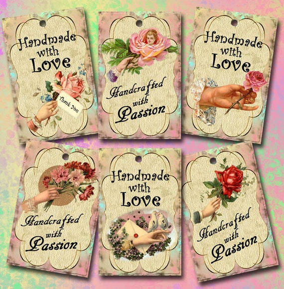 HANDMaDE with Love, HaNDCRaFTeD WITH PaSSioN-Shabby Chic PRoDuCT LaBeLs ...