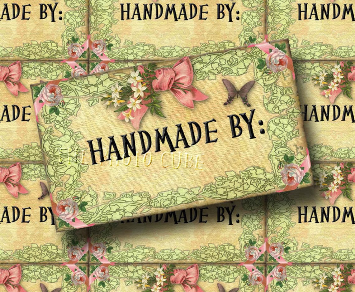 HANDMADE BY: Shabby Chic PRoDuCT LaBeLs Tags Cards INSTaNT | Etsy